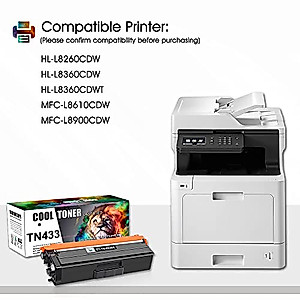 Cool Toner Compatible TN433BK Toner Cartridge Replacement for Brother TN433 TN431BK TN-433 for Brother MFC-L8900Cdw HL-L8360Cdw HL-L8260Cdw HL-L8360Cdwt 8900Cdw 8360Cdw Printer (Black, 1-Pack)