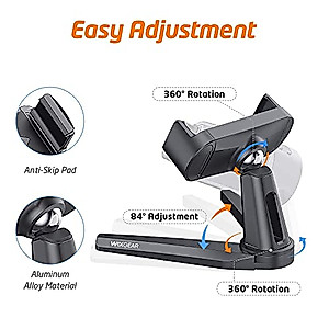 WixGear Phone Holder for Desk, Premium Adjustable Phone Stand for Desk, Home Office Accessories, Desktop Phone Holder Mount for iPhone and All Smartphones