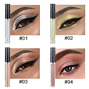 DekRion Glitter Eyeshadows, Liquid Eyeshadows, Long-lasting Liquid Glitter Eyeshadows, Shimmer-Eyeshadows, Metals-Gloss-Sparkling Silver, Gold High-pigmented Colorful Glitter Eye Shadows(01#Silver)