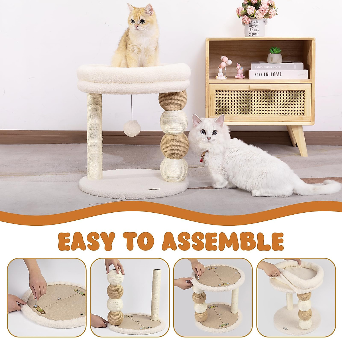 PawPalace Small Cat Tree for Indoor Cats with Large Cozy Plush Top Perch, Natural Sisal Scratching Posts for Kittens and Cats