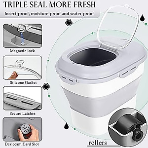 Dog Food Storage Container Pet Cereal Cat with Lids Locking Bowl Plastic Airtight Large Flour Sugar Kitchen Rice leakproof Pantry Collapsible White Bird Seed Wheels Sealable Dry 23 Qt/30 Pound Lb/25L