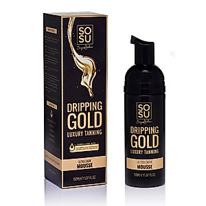 SOSU Dripping Gold Luxury Tanning Mousse 5 Oz! Formulated with Hyaluronic Acid, Vitamins A & E! Vegan Friendly, Cruelty Free And Paraben Free! Choose Medium, Dark Or Ultra Dark! (Ultra Dark)