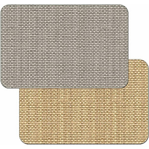 CounterArt Taupe and Natural Basket Weave Design Reversible Easy Care Plastic Placemat Set of 2 Made in The USA