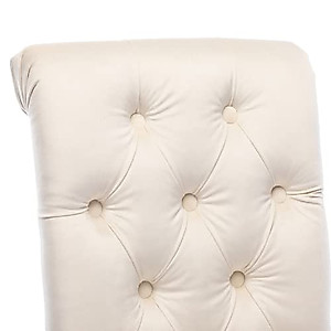 chairus Dining Chairs Set of 6 Mid Century Modern Living Room Chairs with Button Tufted High Back Velvet Armless Chair Comfy Upholstered Side Chairs for Kitchen/Restaurant/Bedroom, Cream White