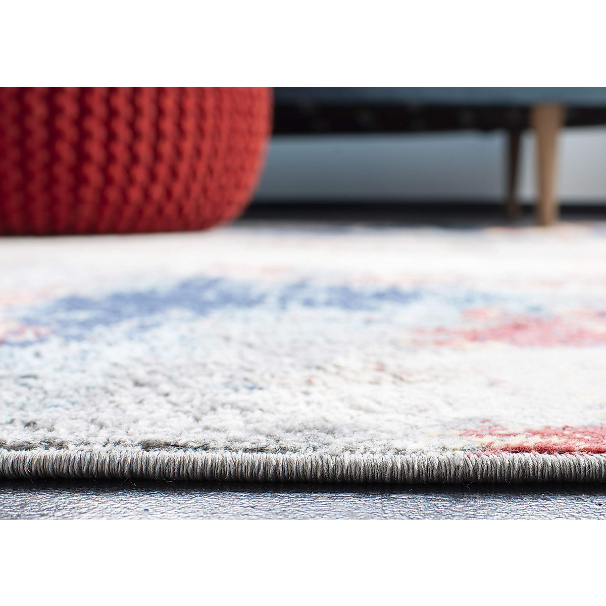 SAFAVIEH Jasper Collection Runner Rug - 2' x 12', Grey & Red, Modern Abstract Design, Non-Shedding & Easy Care, Ideal for High Traffic Areas in Living Room, Bedroom (JSP101C)