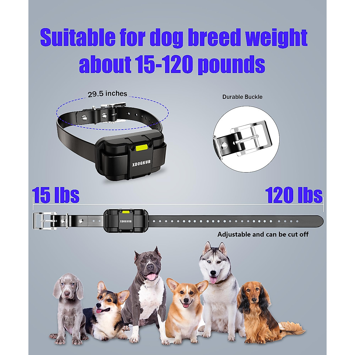 XDOGKUB Dog Shock Collar - 5200FT Dog Training Collar with Remote, IPX7 Waterproof Electric Collar and Remote with 4 Training Modes, Security Lock, Rechargeable e-Collar for All Breeds, Sizes