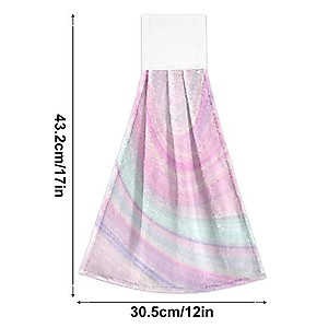 Alaza Rainbow Unicorn Marble Kitchen Towels with Hanging Loop Absorbent & Fast Drying Dishtowels Set of 2