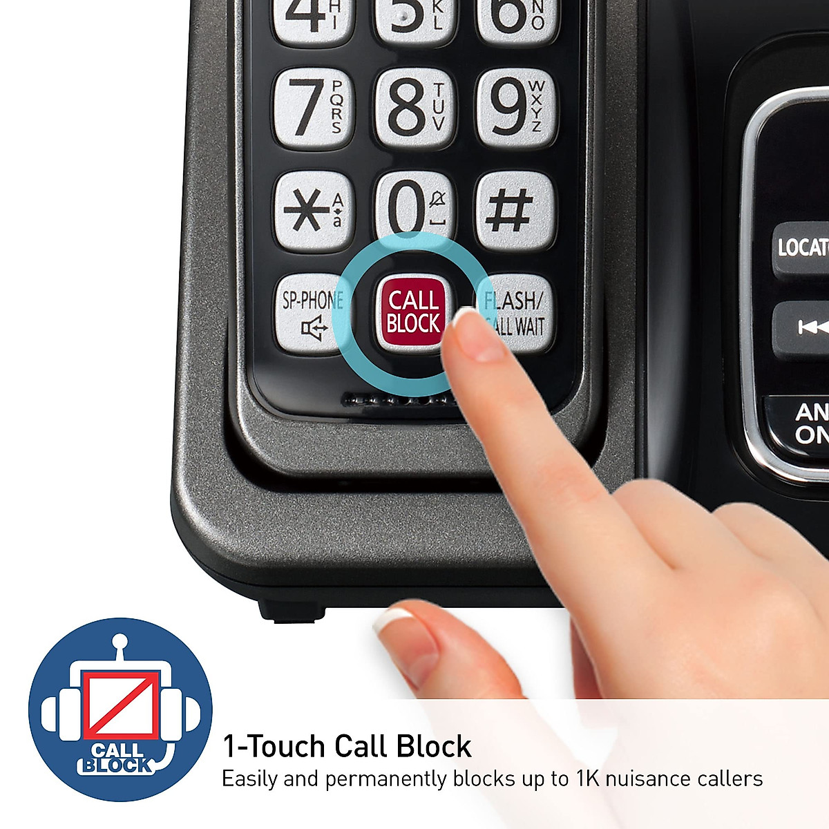 Panasonic Cordless Phone with Answering Machine, Advanced Call Block, Bilingual Caller ID and Easy to Read High-Contrast Display, Expandable System with 3 Handsets - KX-TGD833M (Metallic Black)