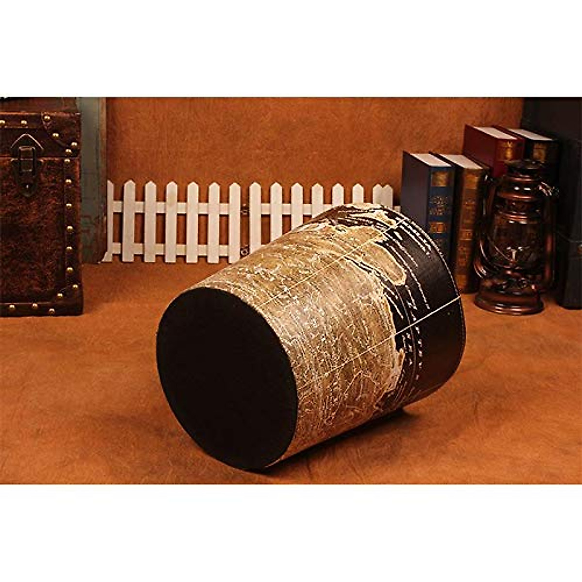 Daliuing Waste Can Creative British Leather Round Trash can for Household use Garbage Waste Basket for Washroom/Bathroom