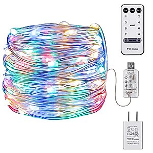 buways Fairy Lights Plug in, Multi-Colored USB 100LED Fairy String Lights，8 Modes 33ft Sliver Wire Light with Remote Control for Christmas Parties,Garden and Home Decoration Indoor Outdoor