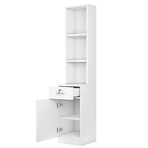 Paddie Wall Mount Barber Station Hair Stylist Salon Equipment Set Beauty Spa Furniture with Shelves/Lockable Drawers/Storage Cabinet (White2)