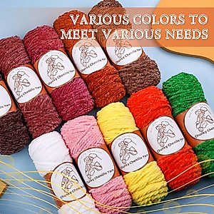 TLKKUE Chunky Chenille Yarn(7OZ/200G), 3 Strands of Yarn Soft Chenille Velvet Yarn for Crocheting Knitting Thick Blanket Yarn for Shoe Hat Clothing Cushion (Red Orange)