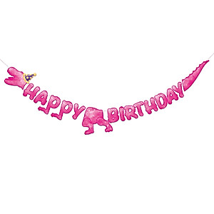 WERNNSAI Watercolor Dinosaur Happy Birthday Banner - Dinosaur Birthday Party Decorations for Girls Kids Pre-Strung T-Rex Hanging Wall Decor Dino Party Supplies