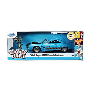 1970 Plymouth Road Runner with Wile E. Coyote Figure, Looney Toons - Jada Toys 32038/4 - 1/24 Scale Diecast Model Toy Car