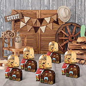Sepamoon 24 Packs Western Party Favors Cowboy Goodie Treat Boxes Wild West Party Favors Gift Boxes Western Candy Boxes for Kids Baby Shower Western Cowboy Themed Birthday Party Decorations, 3 Designs