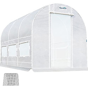 Quictent 2 Doors Reinforced PE Cover 12x7x7 FT Portable Greenhouse Large Walk-in Green Garden Hot House(White)