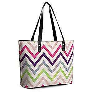 Womens Handbag Rainbow Wave Leather Tote Bag Top Handle Satchel Bags For Lady