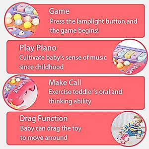 Baby Phone Toy,Baby Toy Phone Cartoon Baby Piano Music Light Toy Children Pretend Phone, Kids Cell Phone Girl with Light Parent-Child Interactive Toy Gift Game Boy Girl Early Education Gift Pink