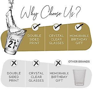 Cheers to 21 Years, 21st Birthday Party Shot Glass - Set of 12, 1.75oz Black and Clear 21st Birthday Shot Glasses, Perfect for Birthday Parties, Birthday Decorations