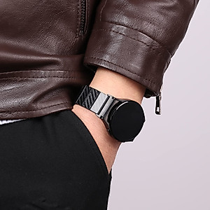 BEIZIYE Compatible for Samsung Galaxy Watch 4 Band 40mm 44mm 47mm Bands Carbon Fiber Bands, Samsung Galaxy Watch 6 5 4 Classic Men's No Gap Strap Fashion Lightweight Band