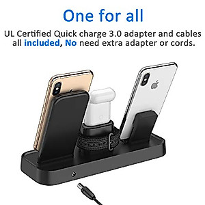 Wireless Charger, 4 in 1 Charging Station for Apple, Wireless Charging Pad Stand with Apple Watch Charger Stand, Apple Watch Charging Stand with AirPods Dock Wireless Charger for iPhone iWatch Airpods