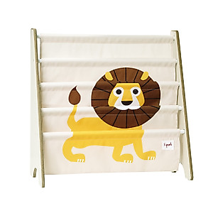 3 Sprouts Kids Book Rack - Space-Saving Bookshelf for Children's Room - Toddler Bookcase Organizer, Book Shelf Ages 3+, Lion