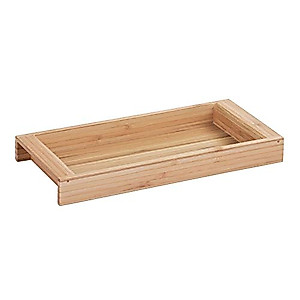 iDesign Formbu Bamboo Vanity Storage Tank Top Tray Organizer for Makeup Brushes, Tissues, Candles, Soap, Hand Towels, Toilet Paper Storage, 5.1" x 11.1" x 1.2", Natural Wood