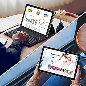2023 Tablet 10.1 Inch 2 in 1 Android Tablet with keyboard Octa-Core Processor 128GB Storage 1TB Expandable, 13+8MP Dual Camera, Newest Tablets PC with Case Mouse Stylus Support 5G WiFi, IPS FHD Screen