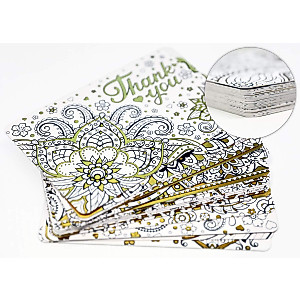 VICTORIA CHUKALINA PUBLISHING Thank you coloring postcards. Set of 20 coloring postcards on thick paper with gold foil accents on each card and rounded corners