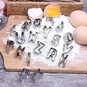 iPstyle Alphabet Cookie Cutters Cake Letters Set of 26 Pieces Stainless Steel Christmas/Holiday Molds Tools for Fondant Biscuit, Cake, Fruit, Vegetables, or Dough Cut