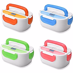 INVODA Electric Lunch Box 110V Food Heating Lunch Hot Box Portable Insulated Bento Box Electric Lunch Container for Office Travel Home (Orange)