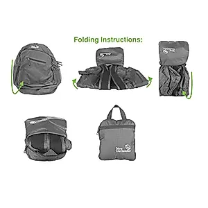 Outlander Packable Handy Lightweight Travel Hiking Backpack Daypack, Black