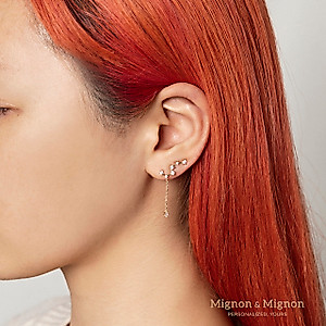 MignonandMignon Cubic Zirconia Crystal Star Stud Ear Crawler Little Dipper Dangle Earrings in Gold, Rose Gold (Silver) Mother's Day Gift - ECLD