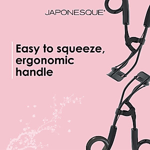 JAPONESQUE Midnight Lash Curler with Natural Arch for Sweeping Volume on Natural or False Lashes, Holds Curl for up to 8 Hours, Includes 1 Refill Pad