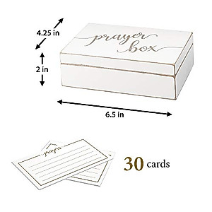 Lillian Rose White Distressed Box with Prayer Cards, 6.5", off-white (BX115)