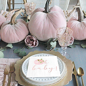 Pink Little Pumpkin Paper Napkins 6.5 x 6.5 Inches Fall Party Napkins Girl Baby Shower Tableware Decoration 50 Pack