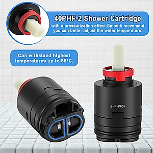 Vayolli 40PHF-2 40mm Pressure Balance Cartridge, Shower Cartridge Replacement, Faucet Cartridge Replacement for Tub/Shower Faucet Valve (with Distributor) Height 3.1 in (79 mm) Width 1.57 in (40 mm)