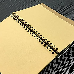 ZAYOIZY Spiral Bound Sketch Book Kraft Paper Sketch Pad Unlined Notebook, Wirebound Sketching Book/Pad for Drawing Painting