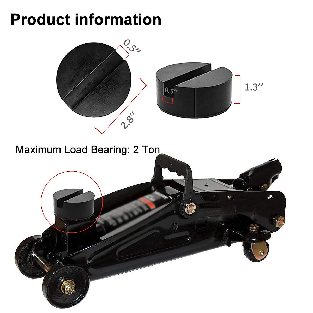 2PCS Universal Jack Pad Slotted Rubber Jack Pad Medium Size - Frame Rail Protector Puck/Pad Keeps Pinch Weld