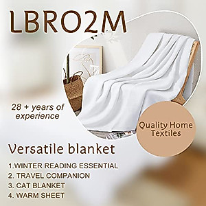LBRO2M Waffle 100% Cotton Blanket Queen Size (90"x90"，Warm Lightweight Breathable Bed Sofa Couch Throws,Super Soft Knit Weave Travel for All Season,White