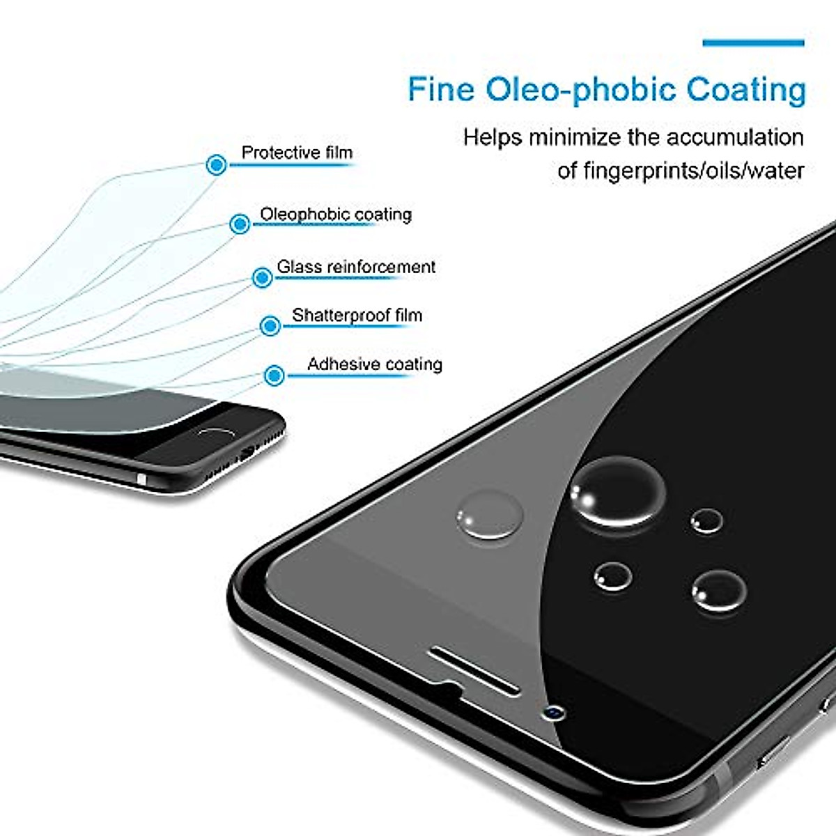 HATOSHI 3 Pack Screen Protector Designed for iPhone SE 2022 (3rd Gen), iPhone SE 2020 (2nd Gen), iPhone 8/7/6, 4.7-inch 9H HD Tempered Glass Film, Easy Installation Alignment Tray Case Friendly