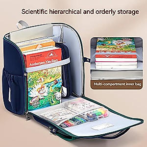 KEBEIXUAN Backpack for Boys Stylish Foldable Kids Backpack Reflective Bookbag for Boys Elementary School 5-8 Years Old (green)