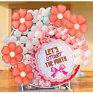 Pink Daisy Balloons Groovy Party Large Flower Balloon Spring Themed Birthday Party Decorations Giant Floral Hippie Party Supplies Foil Mylar Balloons for Baby Shower Wedding 5 Pcs