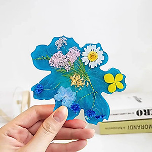 Yalulu 4Pcs Flower Shape Resin Coaster Molds, Crystal Coaster Silicone Molds, Coaster Silicone Molds for Resin Casting, Plate Tray Epoxy Mold