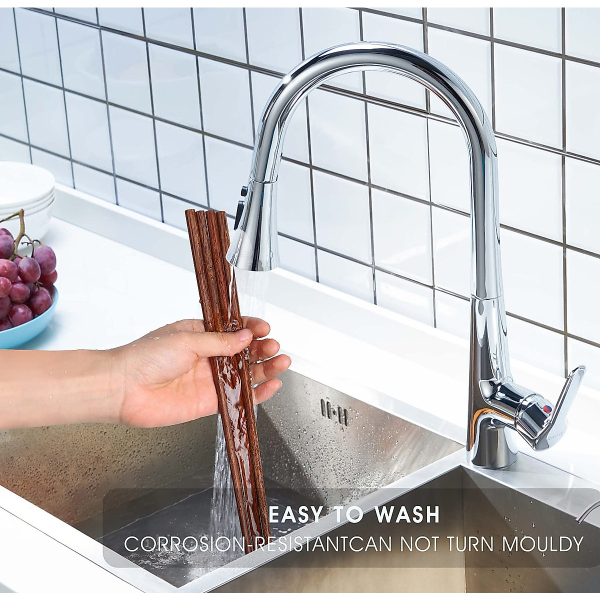 Donxote 12 Inches Cooking Chopsticks 2 Pairs with Chopstick Rest, Kitchen Noodles Frying Wok Long Chopstick, Wooden Reusable Chop Sticks, Apply to Asian Cooking Deep-Fry Food