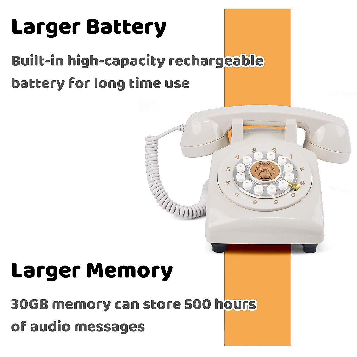 RetroVox Audio Guest Book Wedding Phone Guestbook Easy to Use & Fun Engagements Anniversaries Baby Showers Graduation Record Personalized Audio Messages Off-White