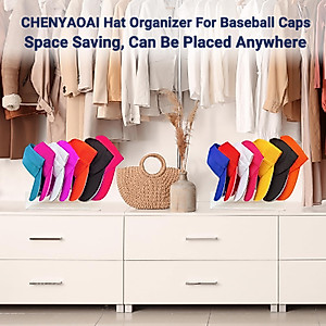 CHENYAOAI 2 Pack Hat Stand for Baseball Caps Display and Organizer, No Install Acrylic Hat Holder for 14 Baseball Caps for Bedroom, Closet, Dresser 2024 New (Clear)