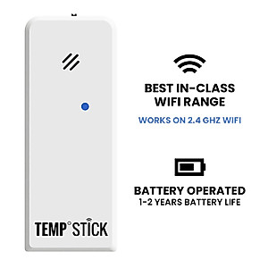 Temp Stick Remote WiFi Temperature & Humidity Sensor. No Subscription. 24/7 Monitor, Unlimited Text, Push & Email Alerts. Free Apps, Made in America. Use with Alexa, IFTTT. Monitor Anywhere, Anytime.