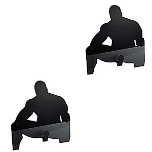 TEHAUX 2 pcs Art Wall Heavy Unique Storage Man Mounted Home Iron Towel Wrought Doorway Black Decorative Human-Shaped Shaped Decoration Clothes-Hook Clothes Funny Chic Duty Shape