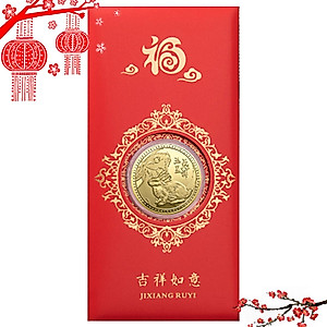 Chinese Zodiac Rabbit Commemorative, 2023 New Year of The Rabbit Uncirculated Coin, Collector Coin with Red Envelope, for Collectors, Craft Decorations, Lucky Souvenir Gifts